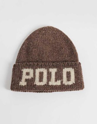 Polo Ralph Lauren Beanie mit gro&szlig;em Logo, braun