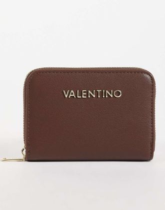 Valentino Nivis portefeuille zipp&eacute; tout autour marron fonc&eacute;