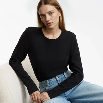 La Redoute Collections T-shirt Fluide Col Rond Manches Longues