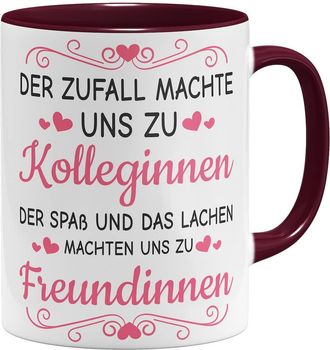 OM3 Der Zufall machte uns zu Kolleginnen Freundinnen Kaffee-Tasse Geschenkidee Dankesch&ouml;n Lieblingskollegin | Keramik Becher | 11oz 325ml | Beidseitig Bed