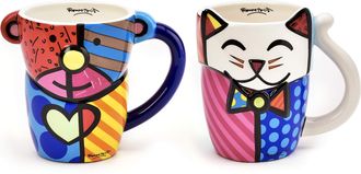 Enesco Romero Britto Giftcraft Becher aus Keramik, Mehrfarbig, 2 St&uuml;ck