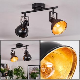 HOFSTEIN Deckenleuchte Toren, 2-flammige Deckenlampe aus Metall in Schwarz/Chrom-/Goldfarben, verstellbare Leuchte im Industrial-Design (&Oslash; Schirme 11 cm), E14,
