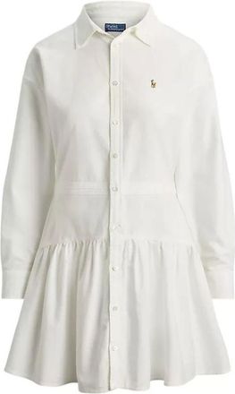 Polo Ralph Lauren Femme, Robes, Blanc, Taille: 36 FR Mini robe chemise en popeline de coton &agrave; panneaux brod&eacute;s