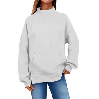 Generic Sweatshirts pour femmes, sweatshirts pour femmes, couleur unie, haut surdimensionn&eacute;, col rond, manches longues, automne hiver, d&eacute;contract&eacute;, confortabl