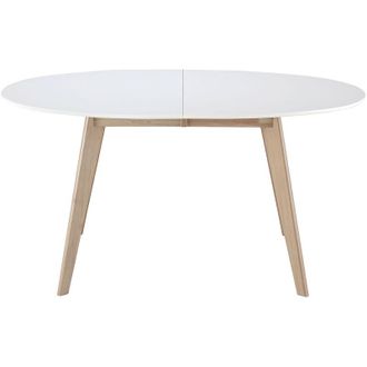 Miliboo Tisch ausziehbar oval Wei&szlig; und helles Holz L150-200 LEENA