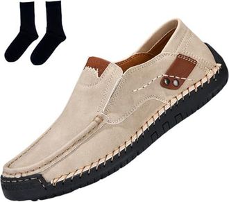Generic Mocassins confortables en cuir pour homme faits &agrave; la main - Chaussures plates &agrave; enfiler &agrave; bout large - Mocassins antid&eacute;rapants en cuir pour homme, 07,