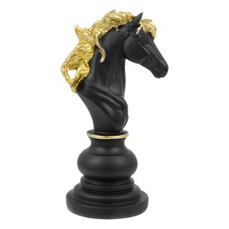 Cabilock Veemoon Schachfigur Pferd Ornament Harz Schwarz Mittelgro&szlig; Kreative Heimdekoration Desktop Deko f&uuml;r B&uuml;ro und Zuhause Glatte Linien Zarte Erscheinung L