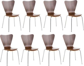 Clp 8X Konferenzstuhl Calisto Mit Holzsitz Und Stabilem Metallgestell I 8X Platzsparender Stapelstuhl, Farbe:walnuss