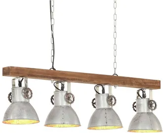 vidaXL Vidaxl - Plafonnier industriel Argent&eacute; E27 Bois de manguier
