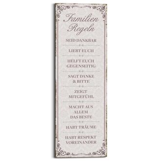 Reinders Wandbild, Praktische Familienregeln, K&uuml;che, Bilder, Wanddeko, Room Decor, MDF, Braun, 90 x 30
