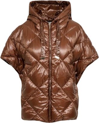 Max Mara Femme, Vestes, Brun, Taille: 42 FR Iridescent Quilted Goose Down Jacket