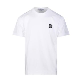 Stone Island Homme, Tops, Blanc, Taille: L T-Shirt à Manches Courtes