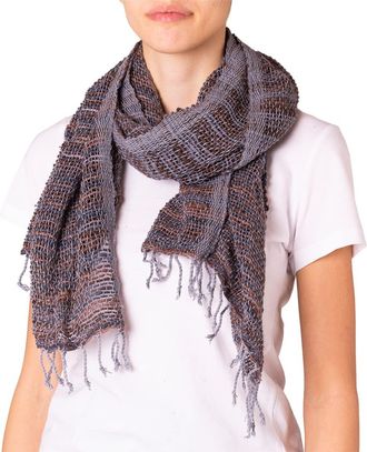 Panasiam scarf cotton woven, chocolate brown, 165x50cm