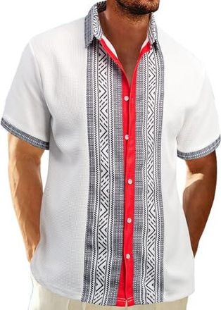 Generic Chemise Hawaienne Homme Chemises &agrave; Manches Courtes Bouton d&eacute;contract&eacute;es Fleurs Imprim&eacute;e d&eacute;t&eacute; en Lin de Plage Chemise Hommes