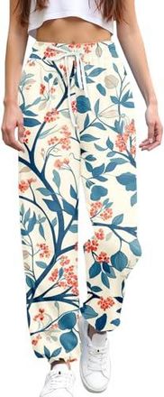 Generic Pantalon Femme Large L&eacute;ger Fluide en Lin pour Pantalons Longs D&eacute;contract&eacute;s pour Femmes Tendance Amples Parfum&eacute;s Printemps et Automne Pantacourt Femme 