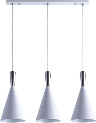 Paco Home Paco Home Pendelleuchte H&auml;ngelampe Esszimmer Esstischlampe 1,5m Textilkabel K&uuml;rzbar&Atilde;18,5cm Wei&szlig;/Alu geb&uuml;rstet, 3-flammig + Leuchtmittel ST64 Klar