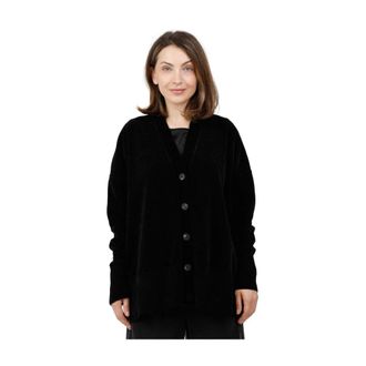 Roberto Ricci Design Cardigan aus glattem Chenille mit Kn&ouml;pfen - - Knitwear - Damen - Schwarzk - M
