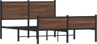 vidaXL Cadre de lit en m&eacute;tal sans matelas ch&ecirc;ne marron 140x190 cm Vidaxl