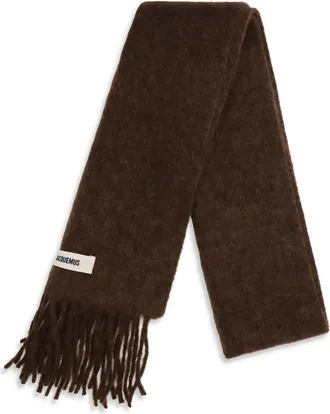 Jacquemus Fringed Mohair-Alpaca Scarf - Brown