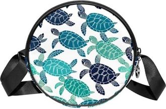 Generic Sac &agrave; bandouli&egrave;re rond pour femme, motif tortue de mer, petit sac &agrave; dos &agrave; bandouli&egrave;re r&eacute;glable avec fermeture &eacute;clair, sac &agrave; main rond d&eacute;contract&eacute; pour