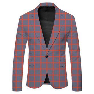 Generic Veste &agrave; carreaux pour homme - Coupe ajust&eacute;e - Moderne - Grand motif &agrave; carreaux - Veste de costume sportive et &eacute;l&eacute;gante - Veste de loisirs pour affaire