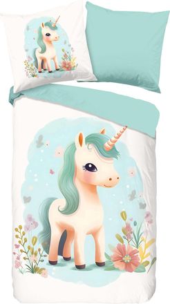 Good Morning Kinder-Wendebettwäsche One Flanell Petrol Größe 1x 135x200 cm + 1x 80x80 cm