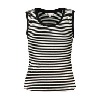 Tommy Hilfiger Baumwoll Tanktop mit Rippstrick - - Tops - Damen - Schwarzk - L