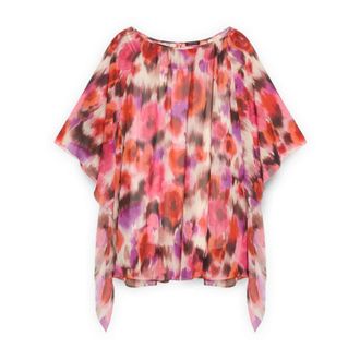 Fiorella Rubino Georgette-Tunika mit Aquarell-Print - - Blouses & Shirts - Damen - Rosa - L