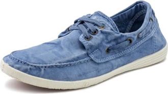 Natural World Eco - 303E Mens Trainers - Organic Cotton Boat Shoes- 100% EcoFriendly - Light Blue Color
