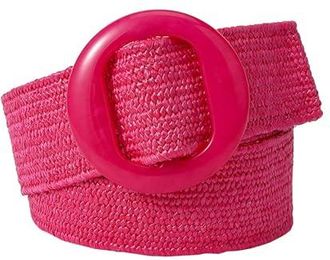 Generic Ceinture Femme Grande Taille - Ceinture large boh&egrave;me pour femme en tissu &eacute;lastique tiss&eacute; avec boucle d&eacute;corative en r&eacute;sine ronde style ethnique estival