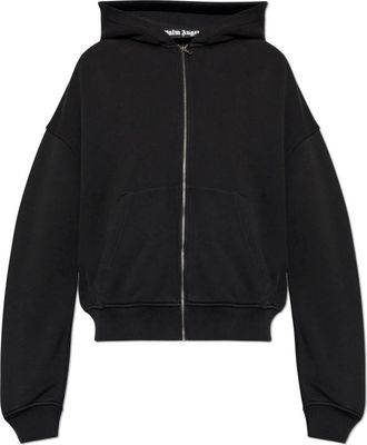 Palm Angels Homme, Sweatshirts et sweats &agrave; capuche, Noir, Taille: S Back Curved Logo Sweat &agrave; capuche