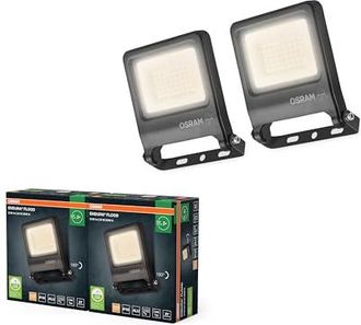 Osram ENDURA FLOOD PC 30W LED-Fluter, 3000K warmwei&szlig;, 3000 Lumen, IP65 Flutlicht, 110&deg; Lichtwinkel, 100 lm/W, Grau, 2-Pack