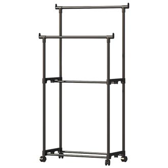 Generic Doppelstangen-Kleiderständer - rollender Kleiderständer, Platzsparender Schrank-Organizer | Kleiderständer aus Metall, Kleiderständer mit Rollen, mult