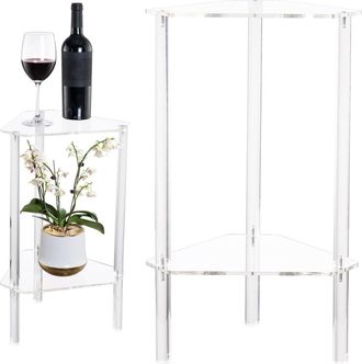 Generico Lucite Beistelltisch, dreieckig, elegant, geometrisch, transparent, kleine moderne Dekoration für Wohnzimmer, Schlafzimmer