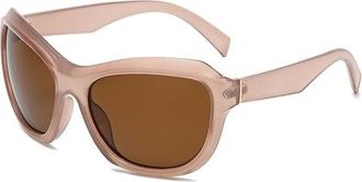 Generic Lunettes De Soleil UV400 &Agrave; Monture Large For Hommes Et Femmes, Id&eacute;ales For La Conduite, Les Vacances, Le Shopping Photo.(Brown)