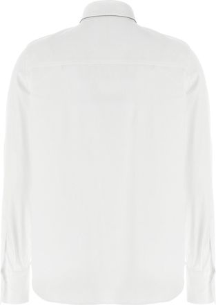 Brunello Cucinelli Monile-Trimmed Cotton-Blend Shirt - White