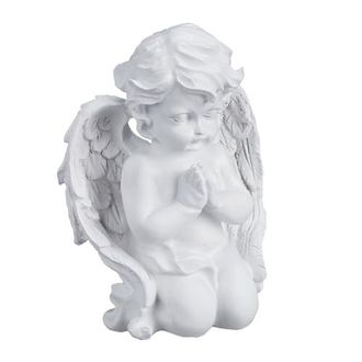 Relaxdays Grabengel betend, Kunststein, Wetter-, Frost- & UV-beständig, H x B x T: 20 x 15 x 11 cm, Grabschmuck, weiß