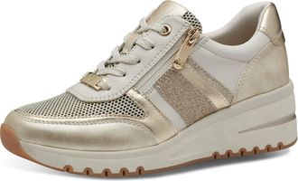 Marco Tozzi Damen Sneaker flach mit Reißverschluss Chunky-Sohle, Beige (Cream Comb), 40 EU