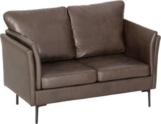 HOMCOM Canap&eacute; 2 Places en Tissu Effet Cuir Respirant avec accoudoirs et Coussins Hauts et incurv&eacute;s, canap&eacute; Moderne Peu encombrant pour Salon, s&eacute;jour et Burea