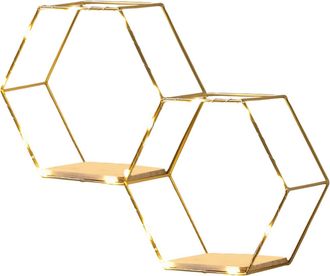 Generic SixSeck Honeycomb - - Stilvolles Wandregal mit Beleuchtung | Geometrisches f&uuml;r Schlafzimmer, Badezimmer, K&uuml;che, Wohnzimmer | Dekorative Wandm&ouml;bel als 