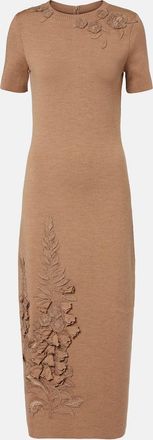 Oscar De La Renta Midikleid Foxgloves aus einem Wollgemisch