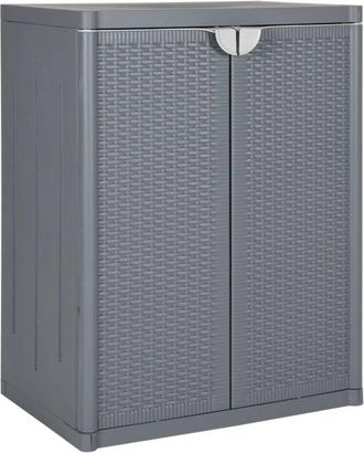 vidaXL Vidaxl - Armoire de jardin gris 65x45x88 cm - Mat&eacute;riau polypropyl&egrave;ne r&eacute;sistant aux chocs - 2 &eacute;tag&egrave;res pour rangement optimis&eacute;