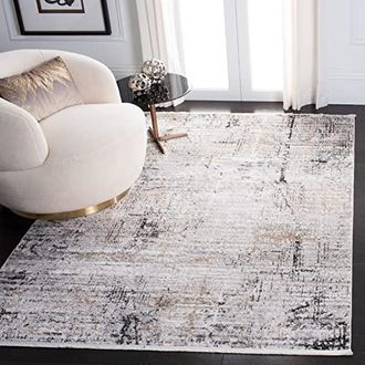 Safavieh Shivan Collection Tapis décoratif - 1,2 x 1,8 m, gris et doré, design abstrait moderne, ne perd pas ses poils et facile dentretien, idéal pour les zon