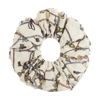 Versace Printed Silk Twill Scrunchie - - Accessories - Damen - Beige - ONE SIZE