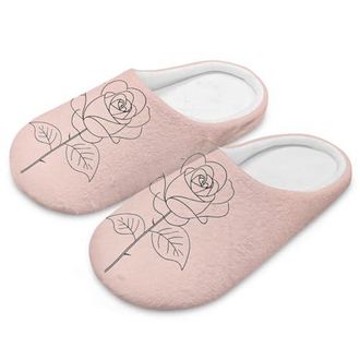 Coloranimal Pantoufles dint&eacute;rieur r&eacute;utilisables en coton pour femme - Pour chambre dinvit&eacute;s - Chaussures dint&eacute;rieur tendance &agrave; bout ferm&eacute;, Rose vintage, 35.5/36.5