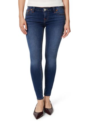 True Religion Damen Halle Mid Rise Super Skinny Eyelet Jean Jeans, Dreamcatcher, 27W