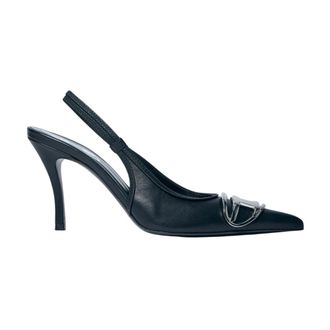 Diesel Femme, Chaussures, Noir, Taille: 36 EU Escarpins Slingback &agrave; Talons Aiguilles en Cuir Nappa