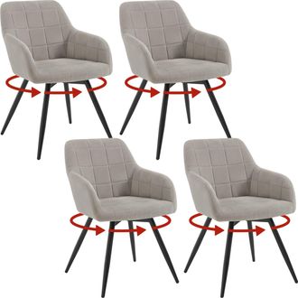 Woltu 4er Set drehbare Esszimmerstühle, Samt gepolsterte ergonomische Esszimmertühle mit Metallbeinen,Esszimmertühle mit Rücken- und Armlehnen, für Küche, W