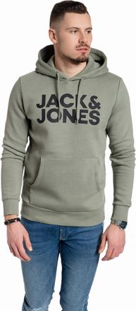 Jack & Jones Herren Corp Logo Sweat Hood Kapuzen Sweatshirt Basic Jumper Reg Fit (Sea Spray Black Print, XXL)