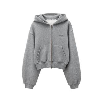 Alexander Wang Allover Crystal Hotfix Zip-up Hoodie